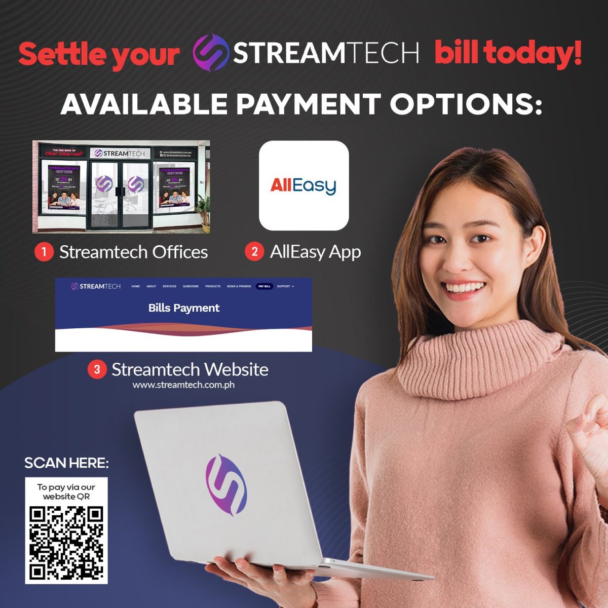 Streamtech | Fiber Internet | Internet Bills Payment Options during Upgrade